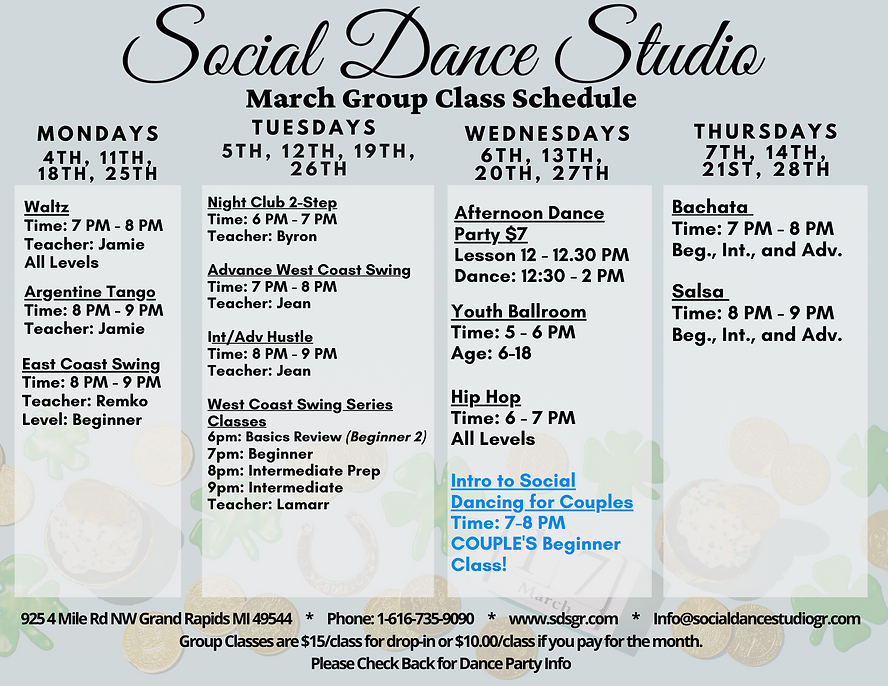 Calendar/Events | Social Dance Studio