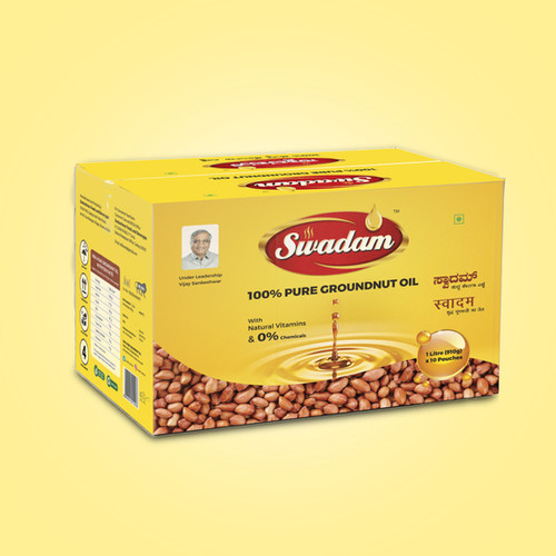 Swadam 1 Litre Pouch x 10= 10 Pouches, 1 Box Groundnut Oil | Swadamoils