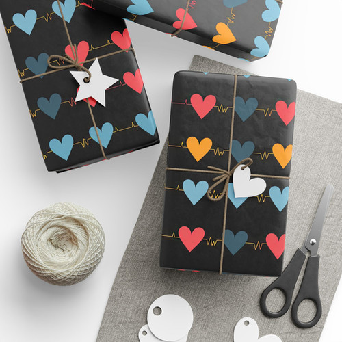 EKG Hearts Wrapping Paper | AFLN
