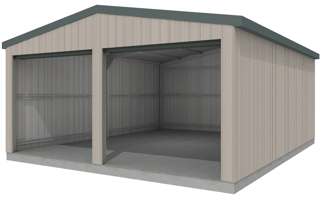 Garage Kit 6.92 x 6.08 x 2.8m with Two Single Doors | Dondex Sheds