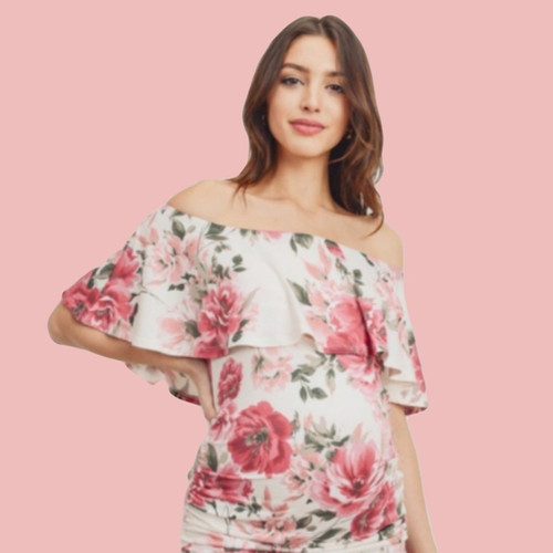 Floral Bodycon Maternity Dress | Gender Reveal HD 3D 4D Ultrasound