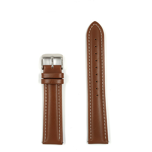 20mm Brown with White line Leather Watch Strap | Strapshk