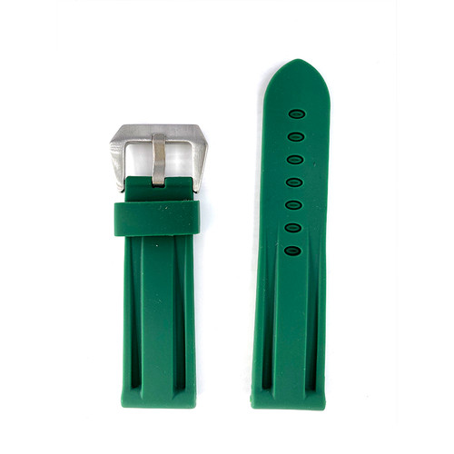 24mm Green Rubber Watch Strap | Strapshk