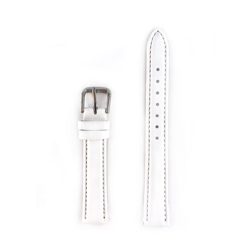 16mm White Leather Watch Strap | Strapshk