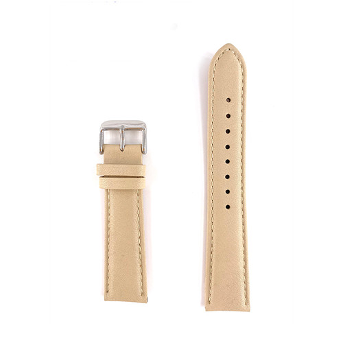 21mm Beige Leather Watch Strap | Strapshk