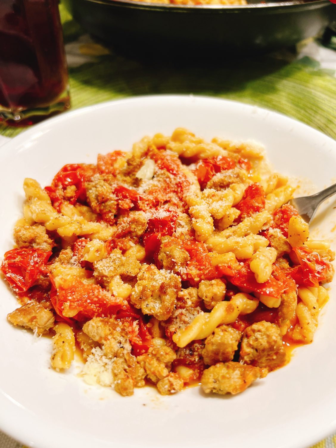 GEMELLI WITH SAUSAGE, PRESTO!