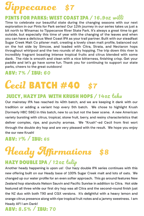 CARMEL MENU | moontownbeer