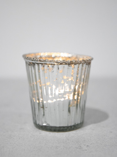 Silver Glass Ribbed Tealight | sprigandthistle