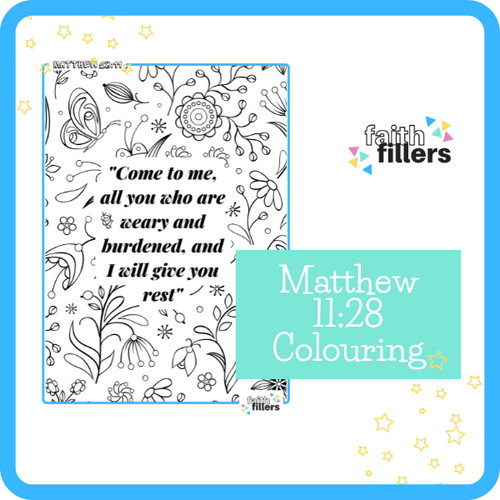 FREE Matthew 11v28 Colouring | Faith Fillers
