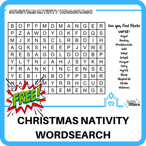 FREE Christmas Nativity Word Search Printable | Faith Fillers