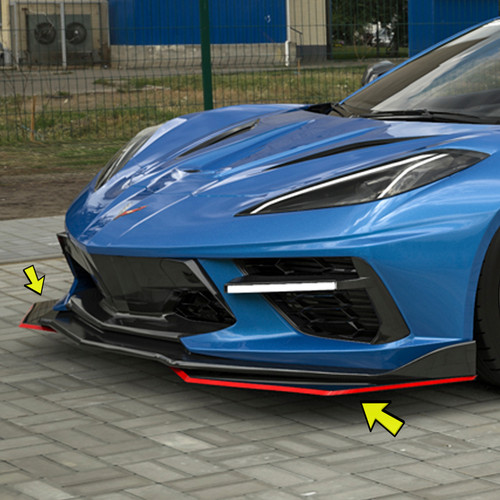 2020 Corvette C8 Widebody Rr Dual Front Splitter Set Pinstripe Extra Sigala Designs