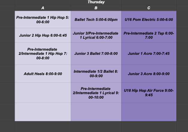 2024/2025 SCHEDULE | bravo-dance-co