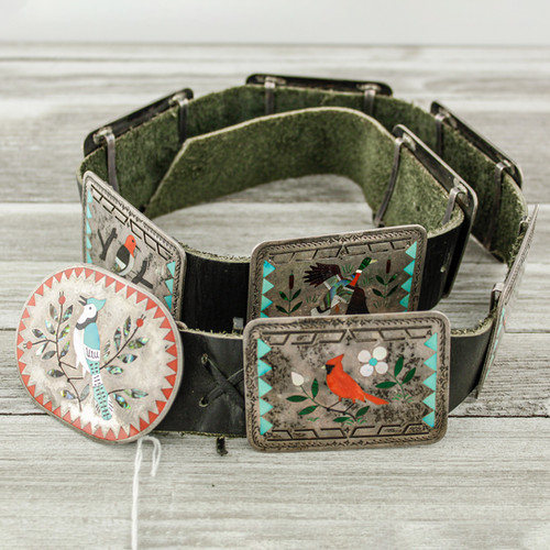 Vintage Dennis and Nancy Edaakie Inlay Bird Belt | Winfield