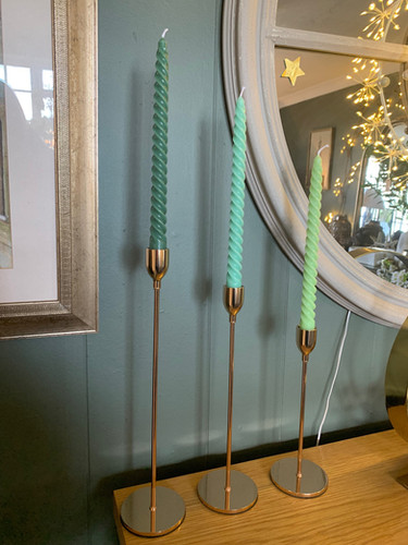 Set of Three Gold Candlesticks | Champagne & Ginger