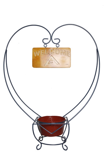 Welcome Planter With 1 Pot Stand & Wooden Welcome Board | ART ANGLE GALARY