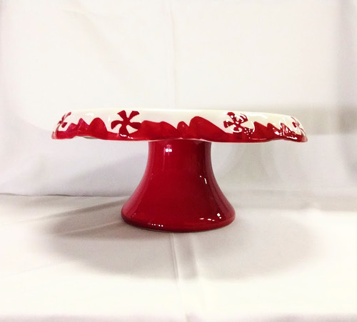 11" Round & White Peppermint Cake Stand | Herriott's Rentals