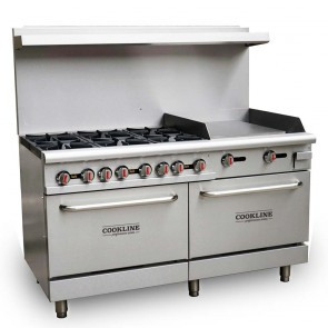 Cookline CR60-24G 60" 6 Burner Gas Range with 2 Ovens with 24" Griddle ...