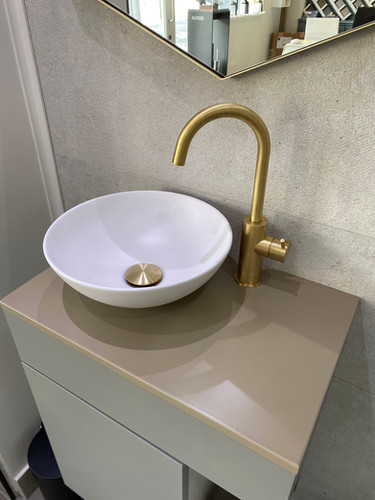 Flow Side Lever Basin Mixer Tap - Brushed Brass | bathworks