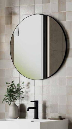 HIB Trim Round 600mm Mirror - Black | bathworks
