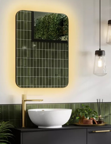 HIB Arcane Curve 600mm Mirror - Black | bathworks