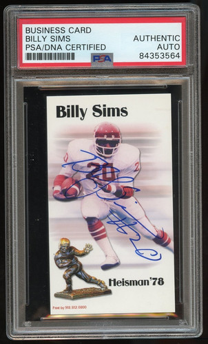 Billy Sims signed autograph auto Billy Sims BBQ Business Card Heisman ...