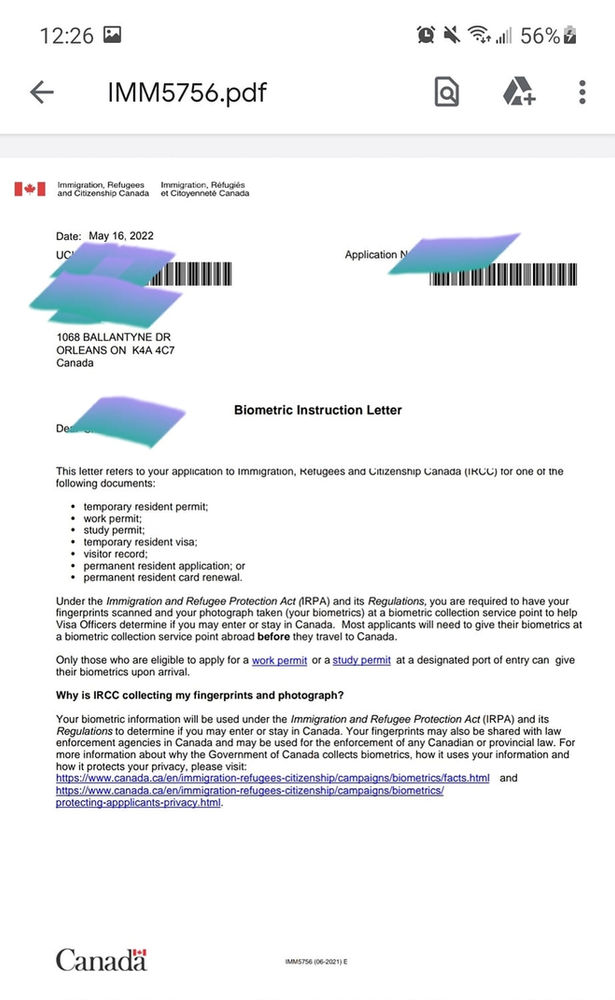 Biometric Letters for Mr. Wang and his wife