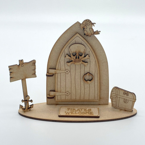MDF Fairy Door Opening Stand Pirate | woodenshapecompany