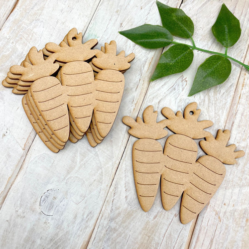 MDF Easter Decoration with Hole 10cm 5 Pack Carrot 3 | woodenshapecompany
