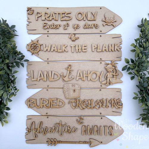 Pirate Theme Direction Sign | woodenshapecompany