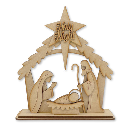 MDF Layered Religious Christmas Crib Holy Night | woodenshapecompany