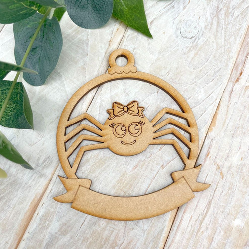 MDF Halloween Banner Bauble Spider Girl | woodenshapecompany