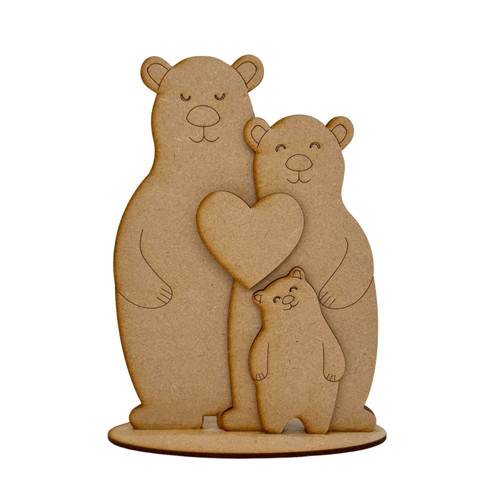 MDF Layered Bear Family Puzzle Stand | woodenshapecompany
