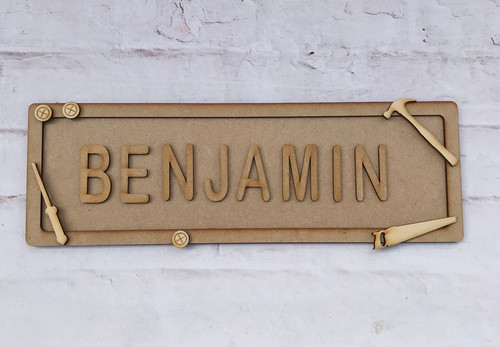 Tool Theme Room Sign Large (up to 10 letters) | woodenshapecompany