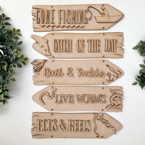 Fishing Theme Direction Sign | woodenshapecompany