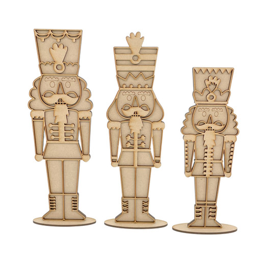 MDF Christmas Theme Nutcracker Layered Set of 3 | woodenshapecompany