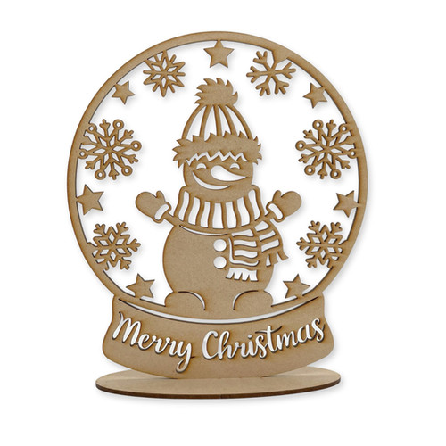 MDF Christmas Snowglobe Cut Out Snowman | woodenshapecompany