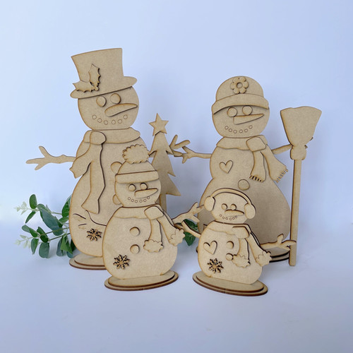 MDF Freestanding Snowman Family Various Sizes | woodenshapecompany