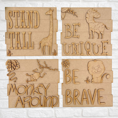 MDF 20cm Jungle Theme Signs | woodenshapecompany