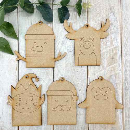 MDF Christmas Decoration with Hole 10cm 5 Pack Christmas Tags ...