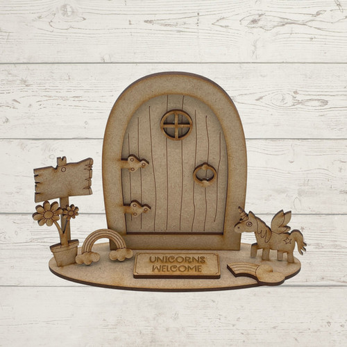 MDF Fairy Door Stand Unicorn | woodenshapecompany