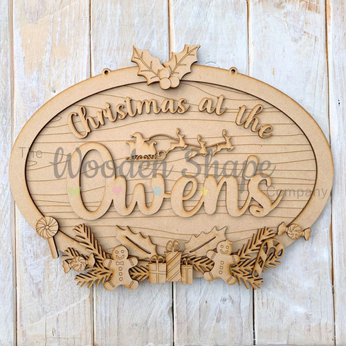 Layered Christmas Oval Christmas at the Sign 30cm | woodenshapecompany