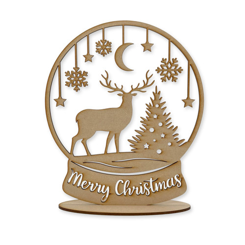 MDF Christmas Snowglobe Cut Out Reindeer | woodenshapecompany