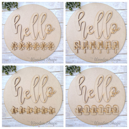 30cm MDF Sign Kit Interchangeable Hello Season Set | woodenshapecompany