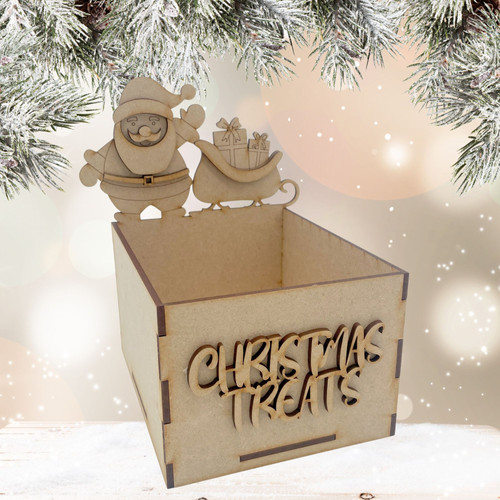 MDF Christmas Fillable Treat Box Santa | woodenshapecompany