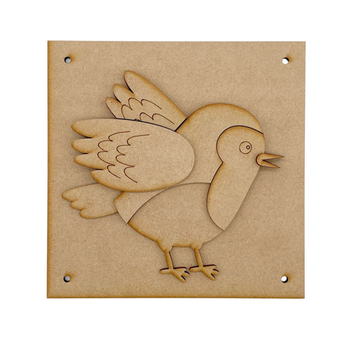 MDF Christmas Robin Theme Square Robin Sign 3 | woodenshapecompany