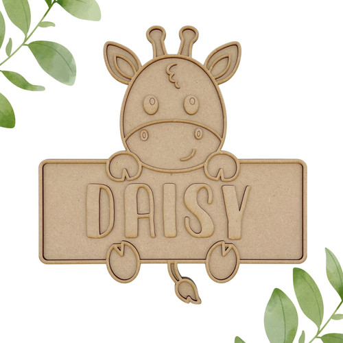 MDF Jungle Theme Animal Name Sign Giraffe | woodenshapecompany