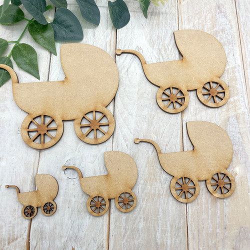 MDF Baby Pram 10 Pack | woodenshapecompany