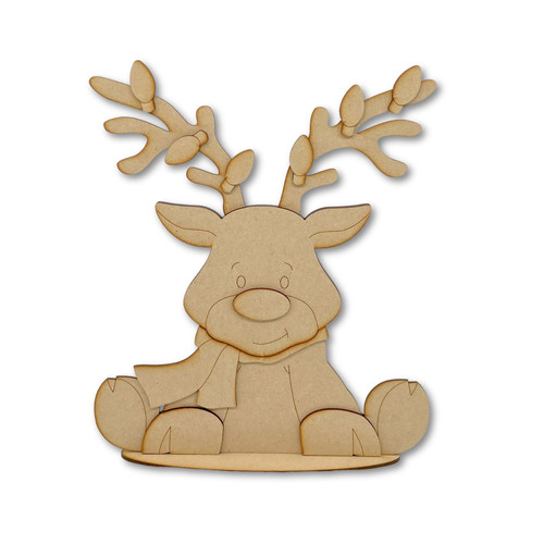 MDF Layered Christmas Reindeer Boy | woodenshapecompany