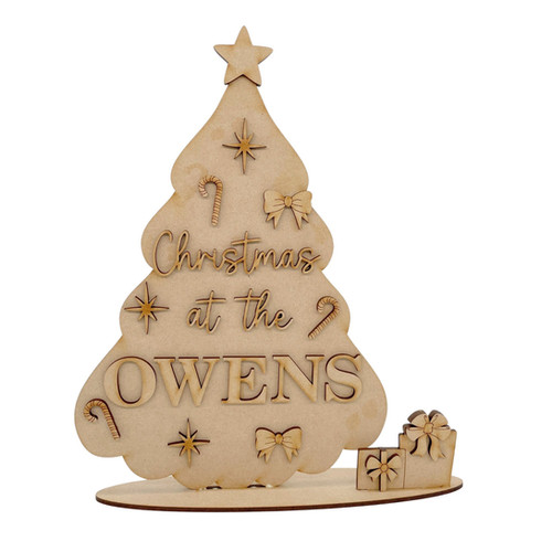MDF Christmas Tree F Personalised | woodenshapecompany