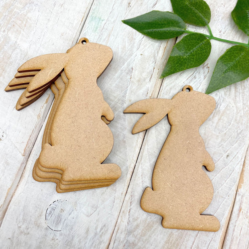 MDF Easter Decoration with Hole 10cm 5 Pack Bunny Side | woodenshapecompany